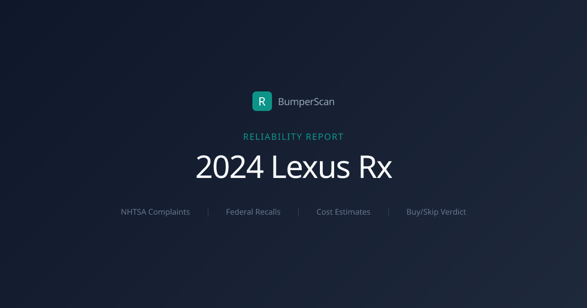 2024 Lexus Rx Problems, Recalls & Reliability | BumperScan